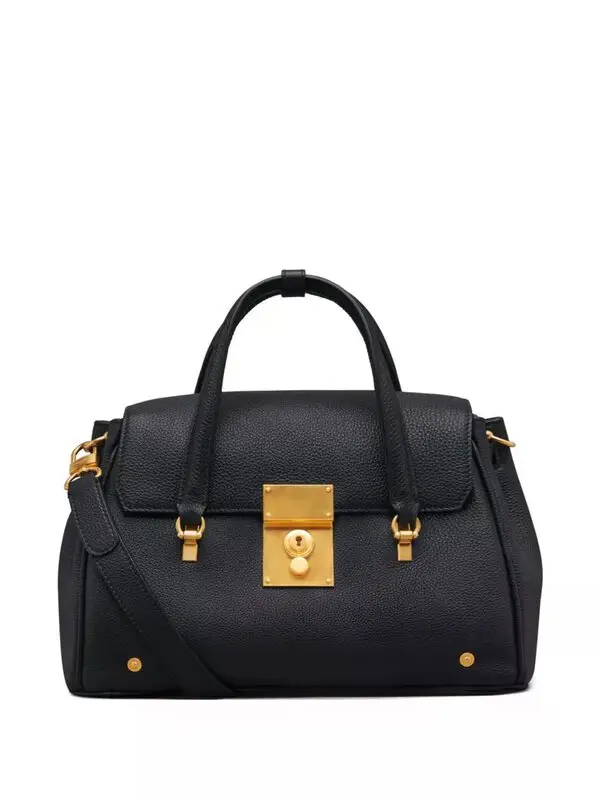 Thom Browne Small Bolton Leather Tote Bag - Black