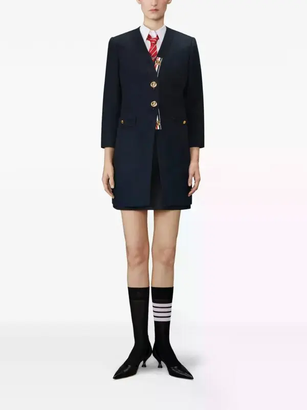 Thom Browne Zibeline Cardigan Coat - Blue