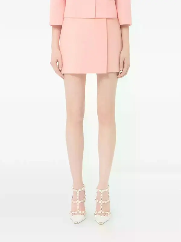 Valentino Garavani Wool Crepe Mini Skirt With Double Vgold Detail