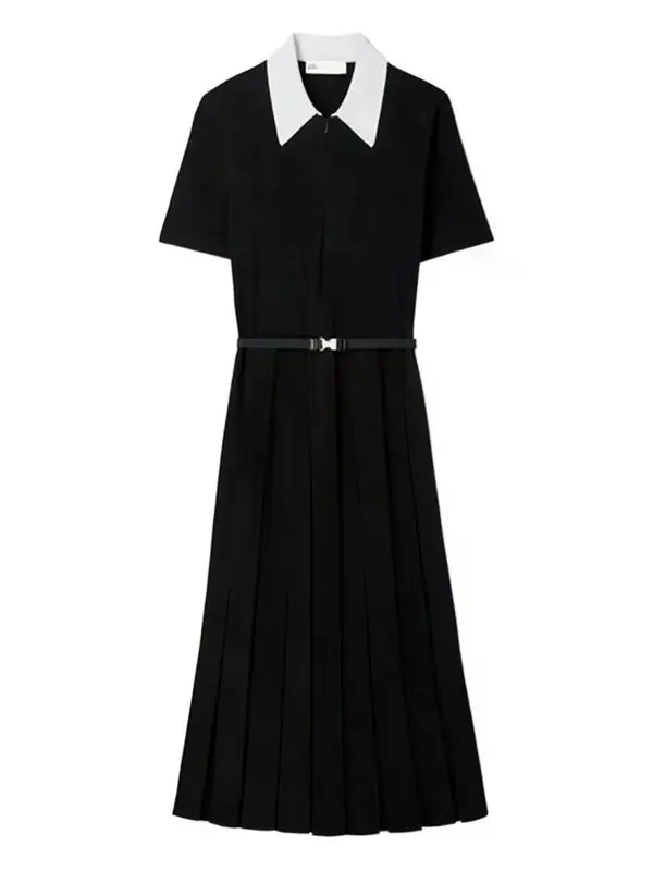 Tory Burch Monogram Pointelle Pleated Dress