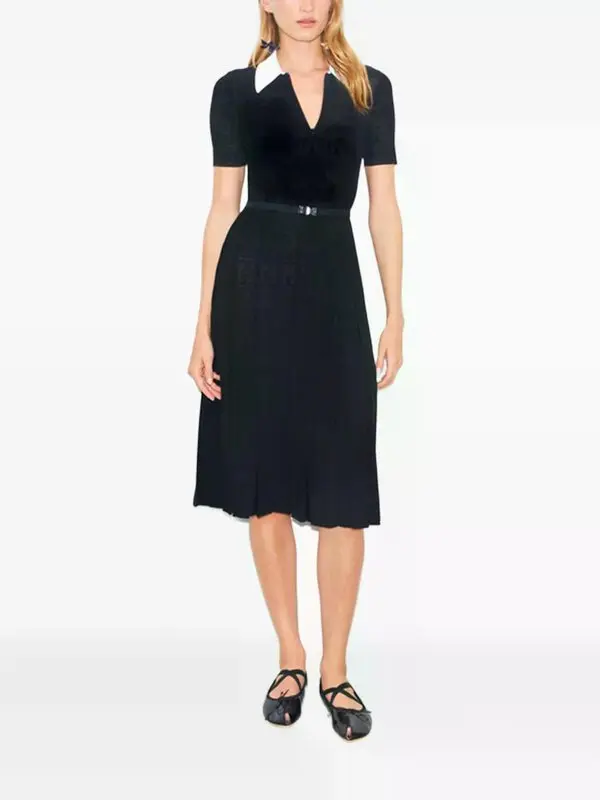 Tory Burch Monogram Pointelle Pleated Dress