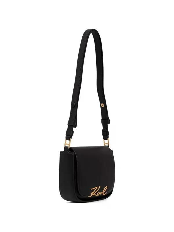 Karl Lagerfeld Signature Plaque Crossbody Bag - Black