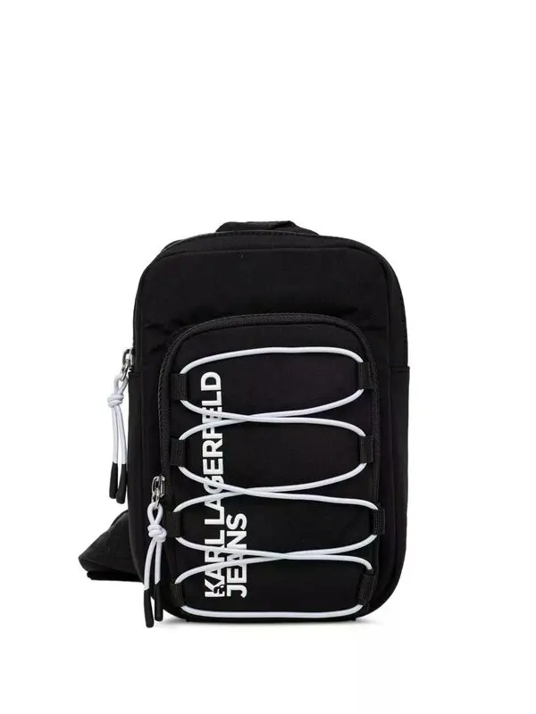Karl Lagerfeld Logo Print Bungee-cord Belt Bag - Black