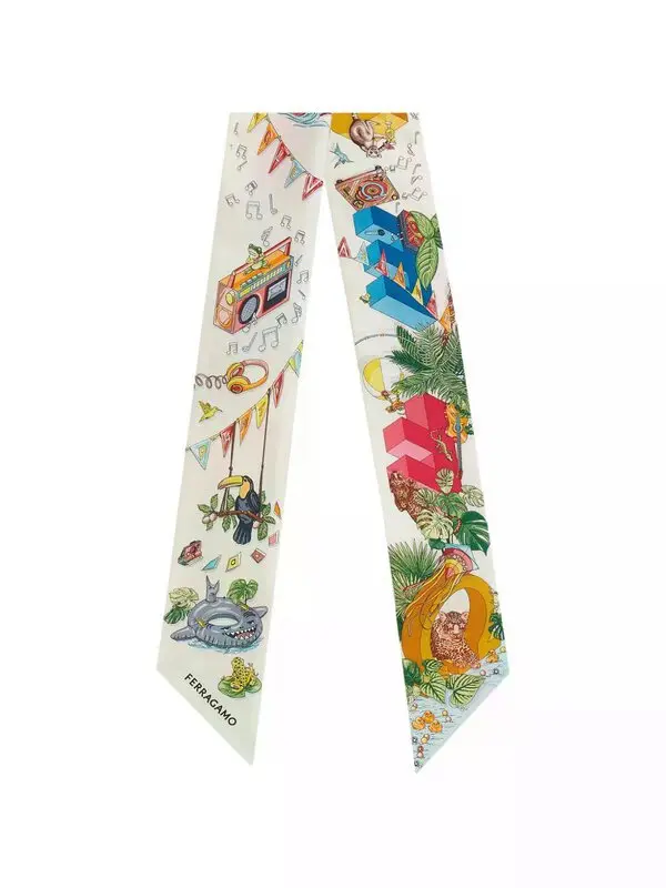 FERRAGAMO Jungle Party-print Silk Mini Bandeau - Neutrals