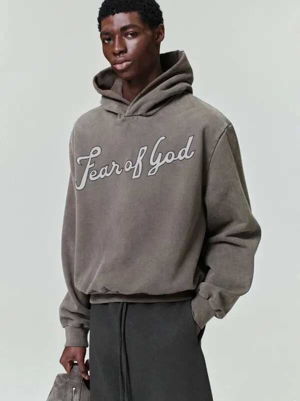 Fear Of God Half Raglan Hooded Sweatshirt With Graphic Detail - Brown