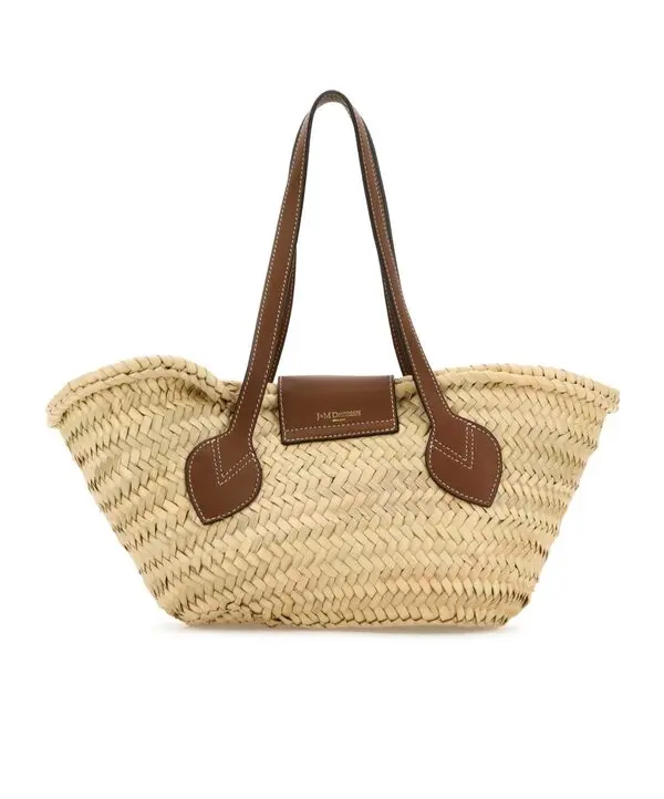 JM DAVIDSON Straw Shoulder Bag With Buckle Detail