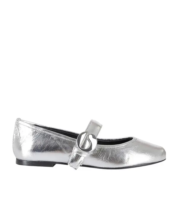 Coperni Silver Ruched Leather Ballet Flats - Gray