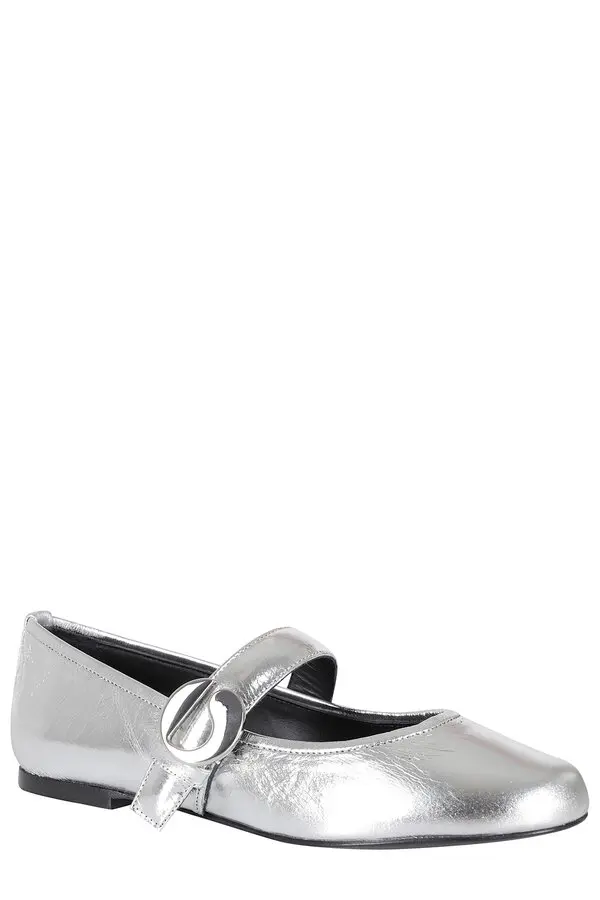 Coperni Silver Ruched Leather Ballet Flats - Gray