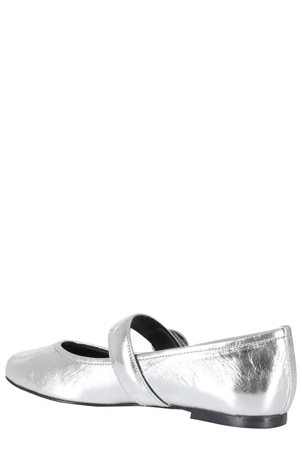 Coperni Silver Ruched Leather Ballet Flats - Gray