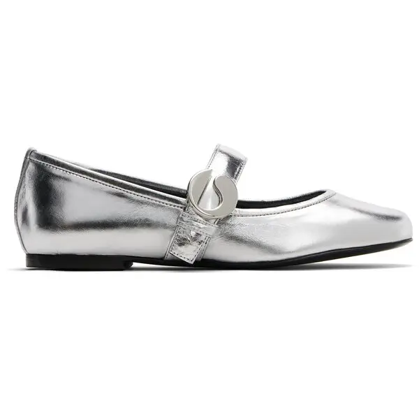 Coperni Silver Ruched Leather Ballet Flats - Gray