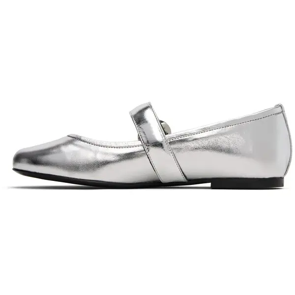 Coperni Silver Ruched Leather Ballet Flats - Gray