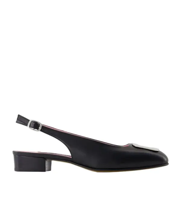 CAREL Leather Ballet Flats With Ankle Buckle Detail