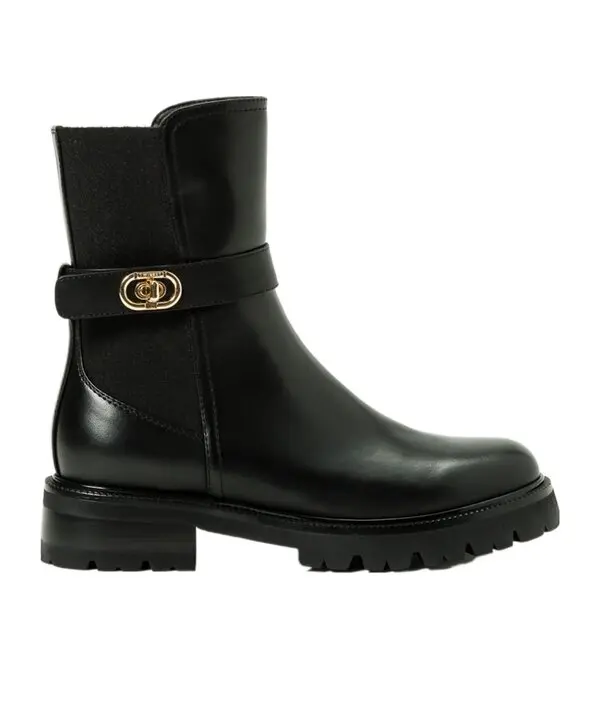 TWINSET Buckled Leather Ankle Boots