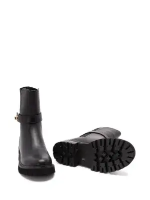 TWINSET Buckled Leather Ankle Boots