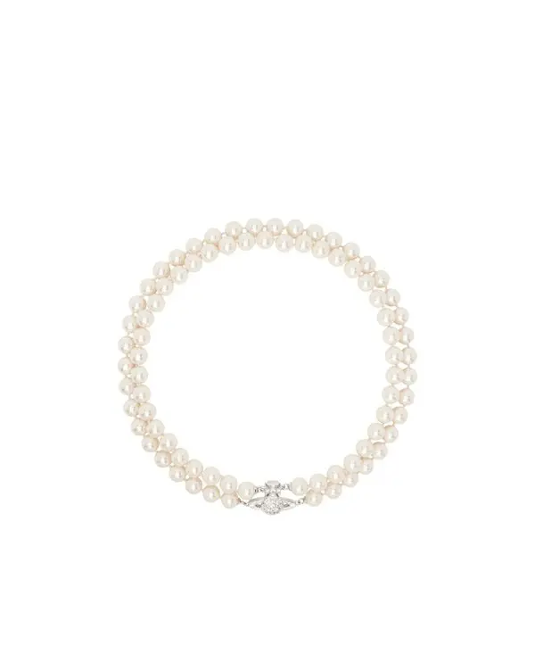 VIVIENNE WESTWOOD Orb Plaque Embellished Pearl Choker - White