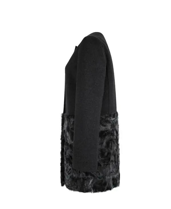 Max Mara Long Sleeve Fur Panel Jacket