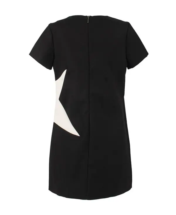 MSGM Short Sleeve Round Neck Dress With Star Applique