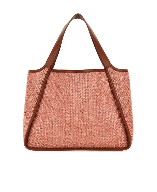 Stella McCartney Logo Embroidered Raffia Tote Bag