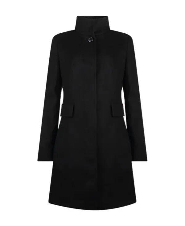 Max Mara Agnese High Neck Button-up Coat - Black
