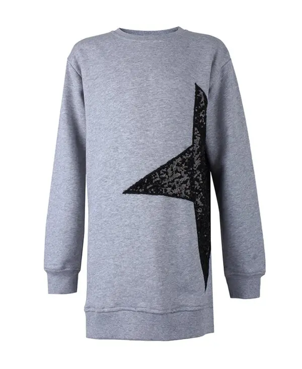 MSGM Round Neck Long Sleeve Sequin Embellished Sweater Dress