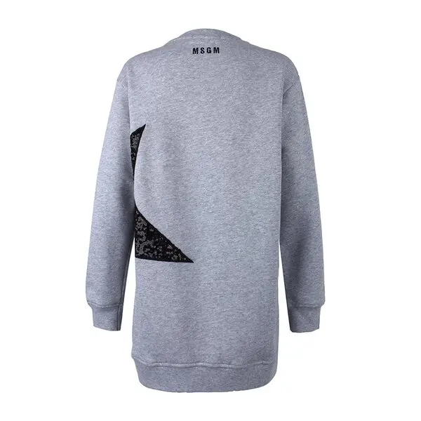 MSGM Round Neck Long Sleeve Sequin Embellished Sweater Dress