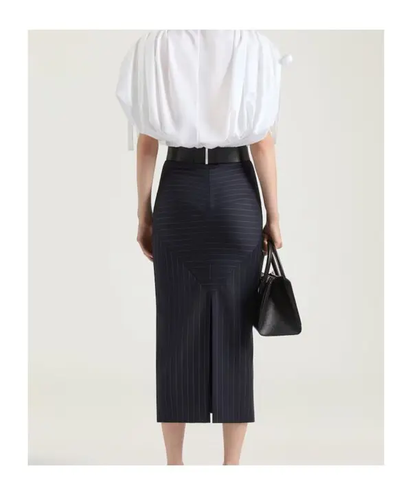 Givenchy Midi Striped Wool Skirt