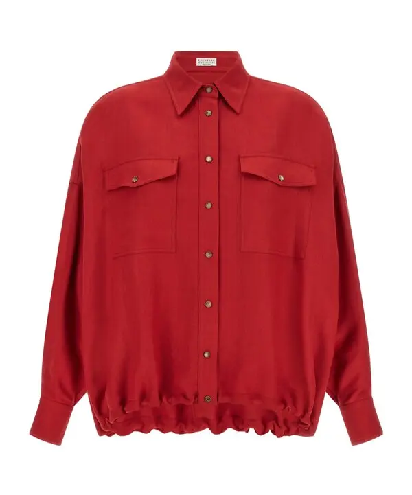 Brunello Cucinelli Collared Long Sleeve Shirt - Red