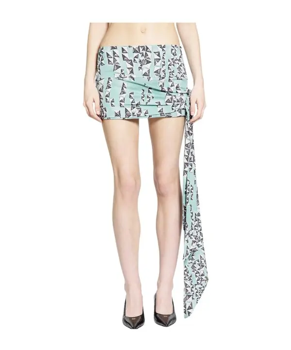 KNWLS Printed Mini Skirt With Bow Detail - Nude