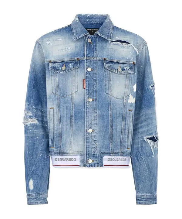 Dsquared2 Oversized Distressed Denim Jacket - Blue