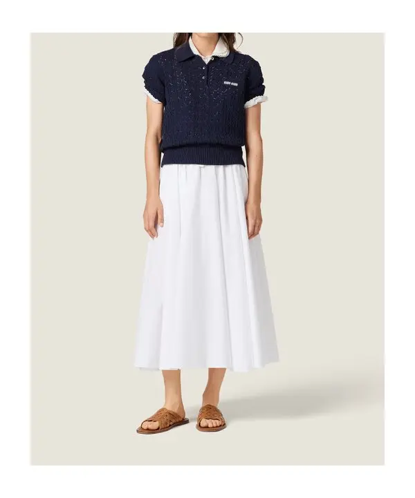 Miu Miu Cotton Polo Shirt - Navy Blue