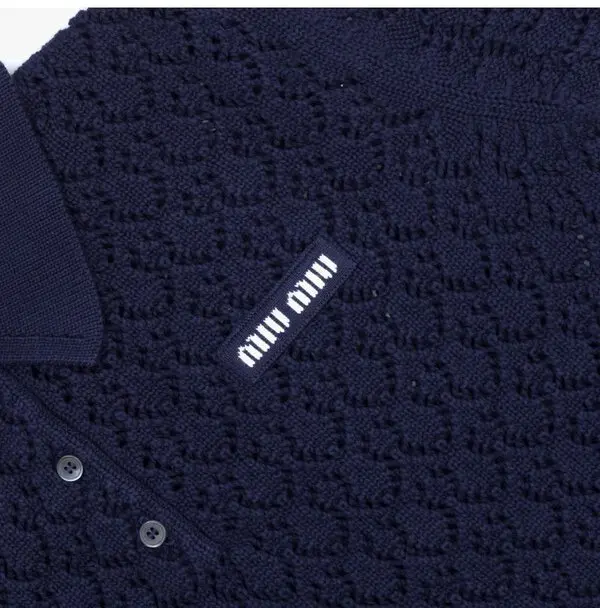 Miu Miu Cotton Polo Shirt - Navy Blue