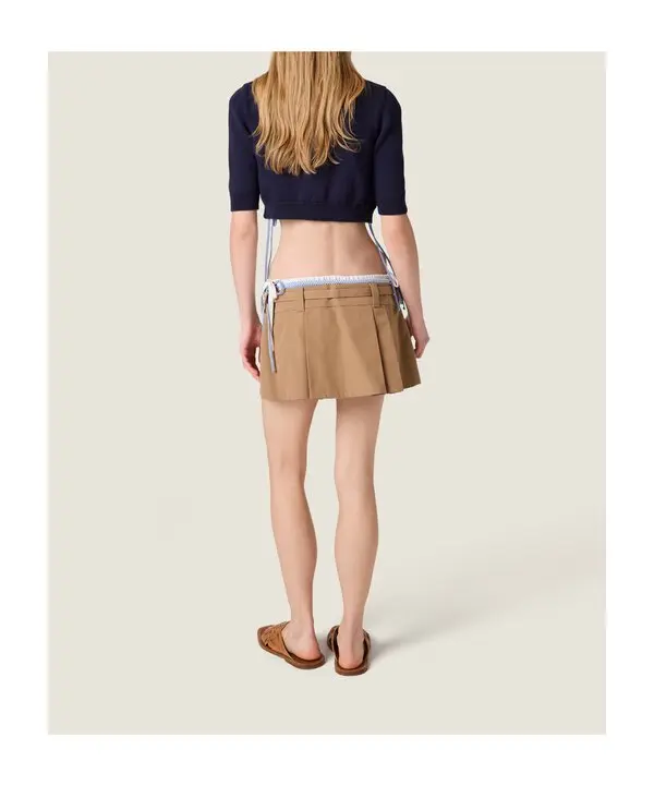Miu Miu Cropped Logo Cardigan With Embellished Neckline