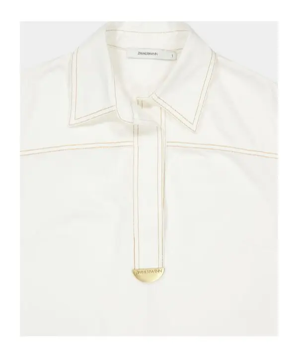 Zimmermann Collared Cotton Dress With Concealed Placket