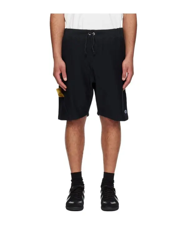 Undercover X Champion Black Logo Embossed Shorts