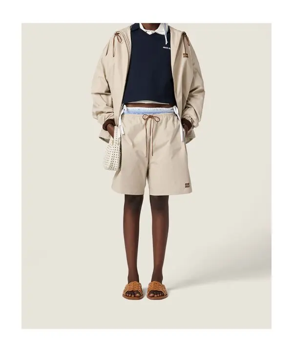 Miu Miu Panama Bermuda Shorts - Limestone Color