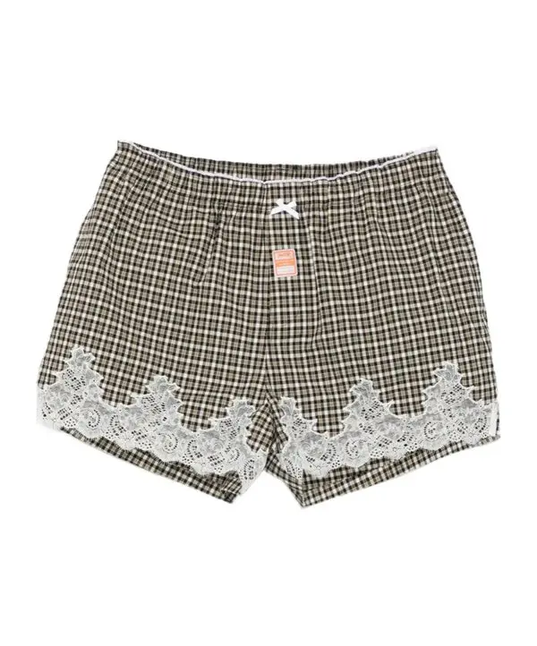 Martine Rose Lace Detailed Checked Shorts - Brown