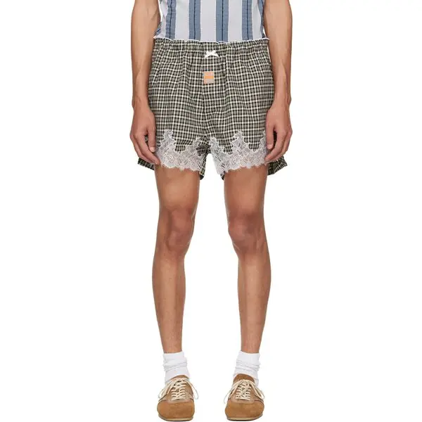 Martine Rose Lace Detailed Checked Shorts