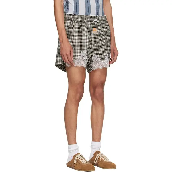 Martine Rose Lace Detailed Checked Shorts