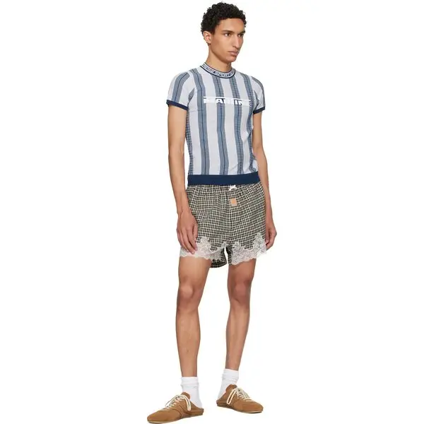 Martine Rose Lace Detailed Checked Shorts