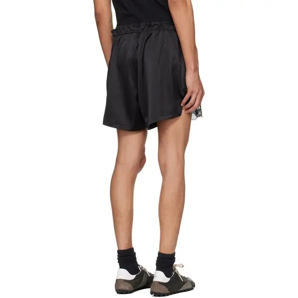 Martine Rose Lace-trimmed Striped Satin Shorts
