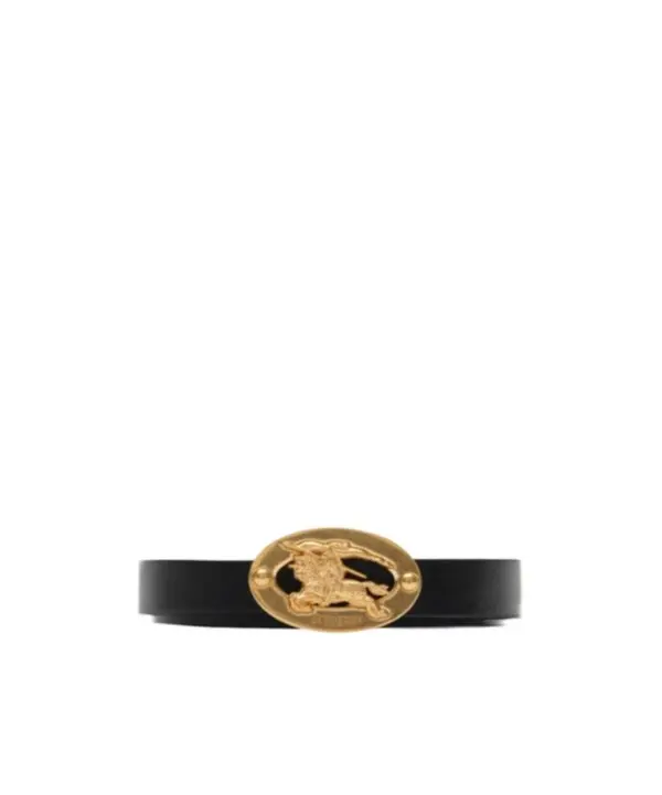 Burberry Reversible Leather Oval Belt With Knight Motif - Black/hazel