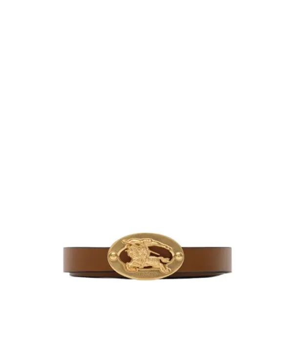 Burberry Reversible Leather Oval Belt With Knight Motif - Black/hazel