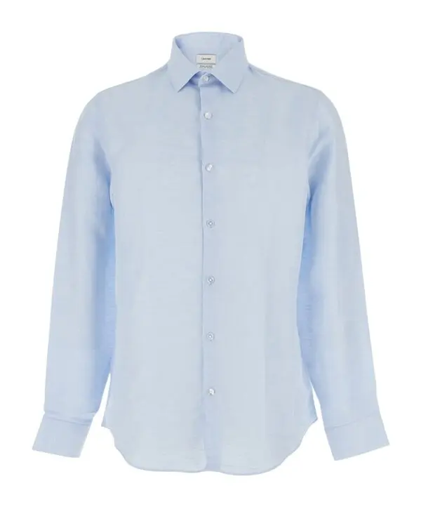 Calvin Klein Slim Fit Linen Shirt - Light Blue