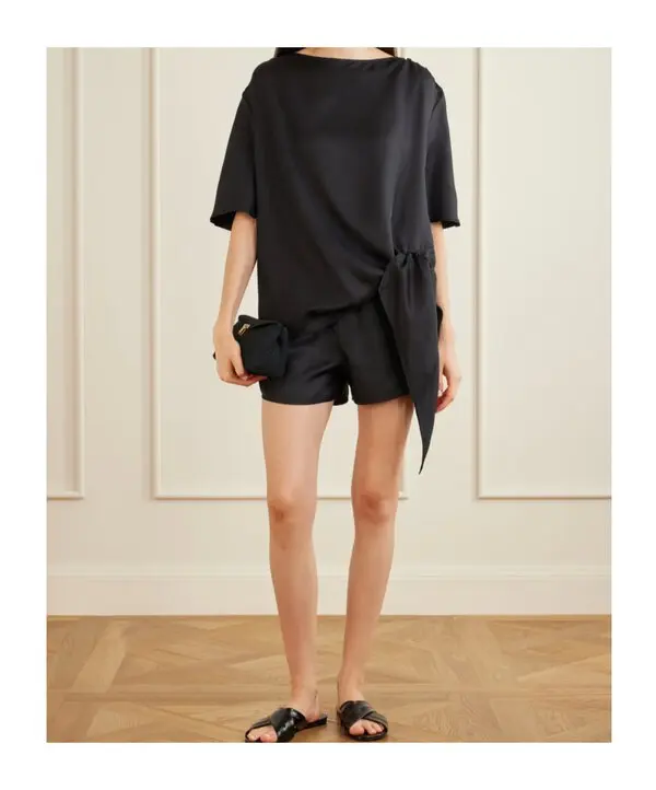Loulou De Saison Cabo Elasticated Silk Shorts - Black