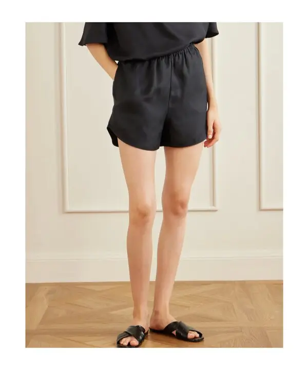 Loulou De Saison Cabo Elasticated Silk Shorts - Black