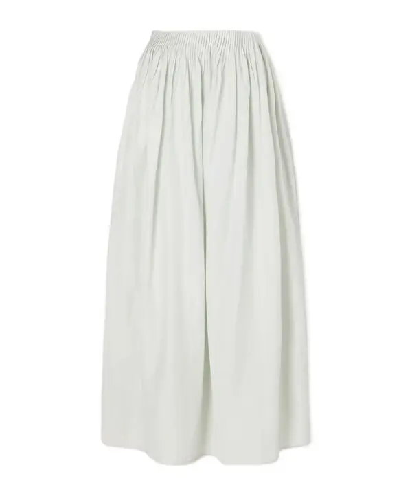 Loulou De Saison Naya Gathered Cotton And Silk-blend Maxi Skirt - Green