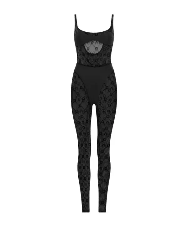 MARINE SERRE Moonogram Mesh Catsuit - Black