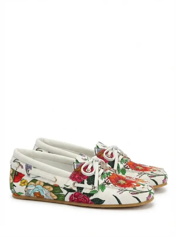 Gucci Floral Printed Loafers - Off White