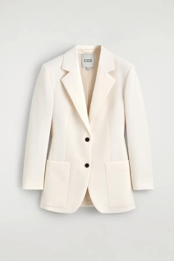 Cos Single-breasted Bouclé Blazer - White