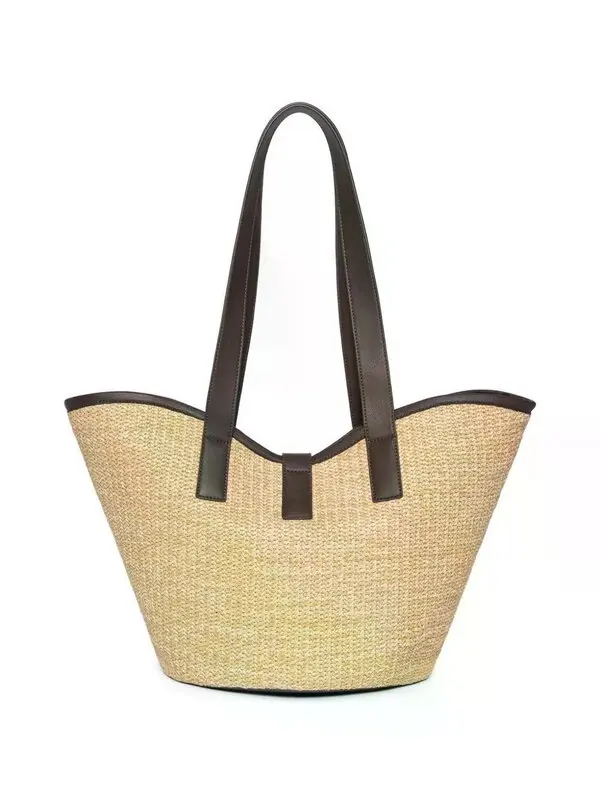 Manière De Voir Manier De Voir Raffia Tote Bag With Leather Trim